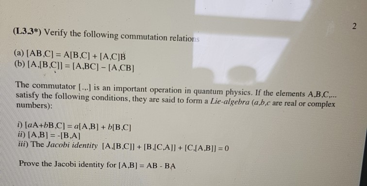 Solved (L33*) Verify the following commutation relations (a) | Chegg.com