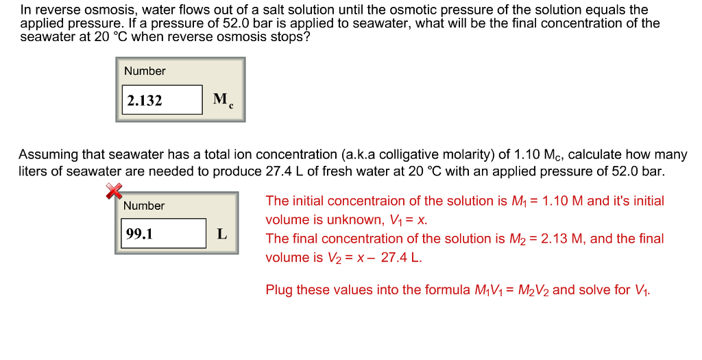 Solved In Reverse Osmosis Water Flows Out Of A Salt Chegg