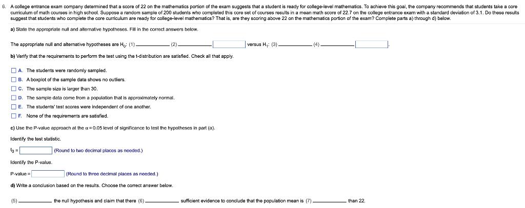 Solved a) State the appropriate null and alternative | Chegg.com