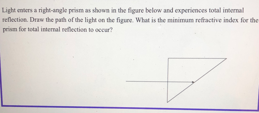 Solved Light enters a right-angle prism as shown in the | Chegg.com