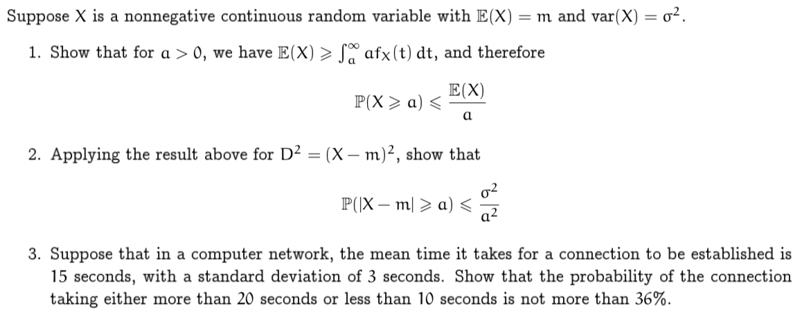 Solved Suppose X is a nonnegative continuous random variable | Chegg.com