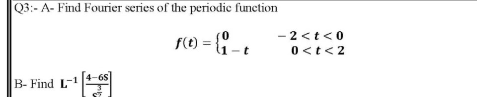 Solved Q3:- A- Find Fourier series of the periodic function | Chegg.com