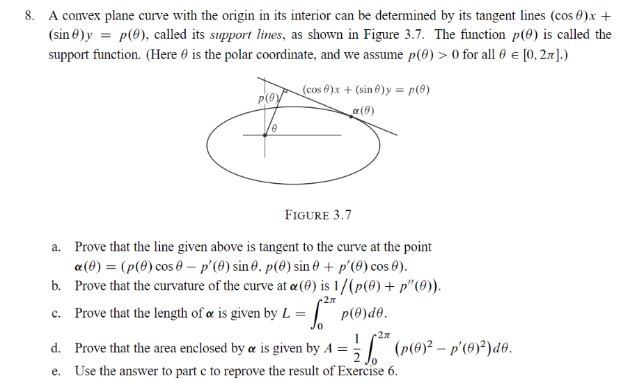 Solved A Convex Plane Curve With The Origin In Its Interior