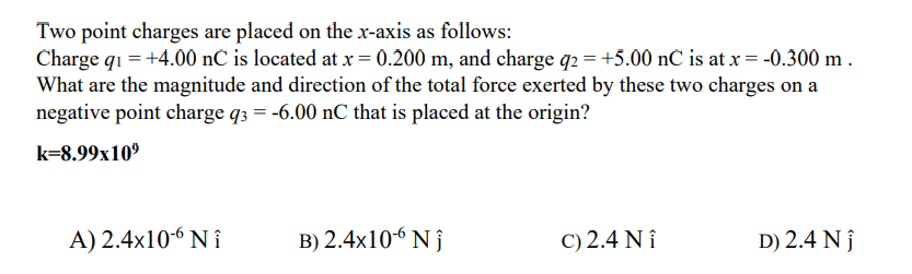 Solved Can you help with the solution ? Two point charges | Chegg.com