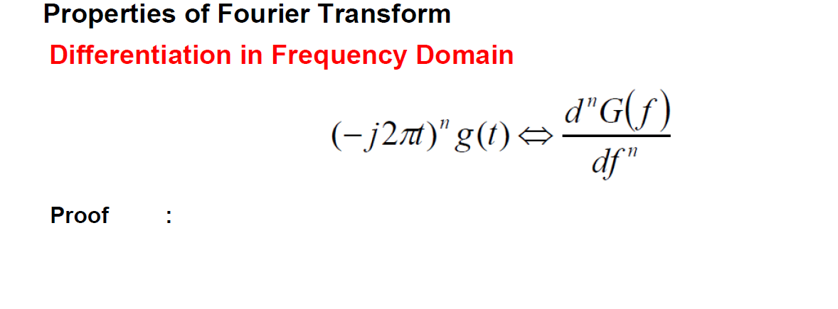 Solved Properties of Fourier Transform Differentiation in | Chegg.com
