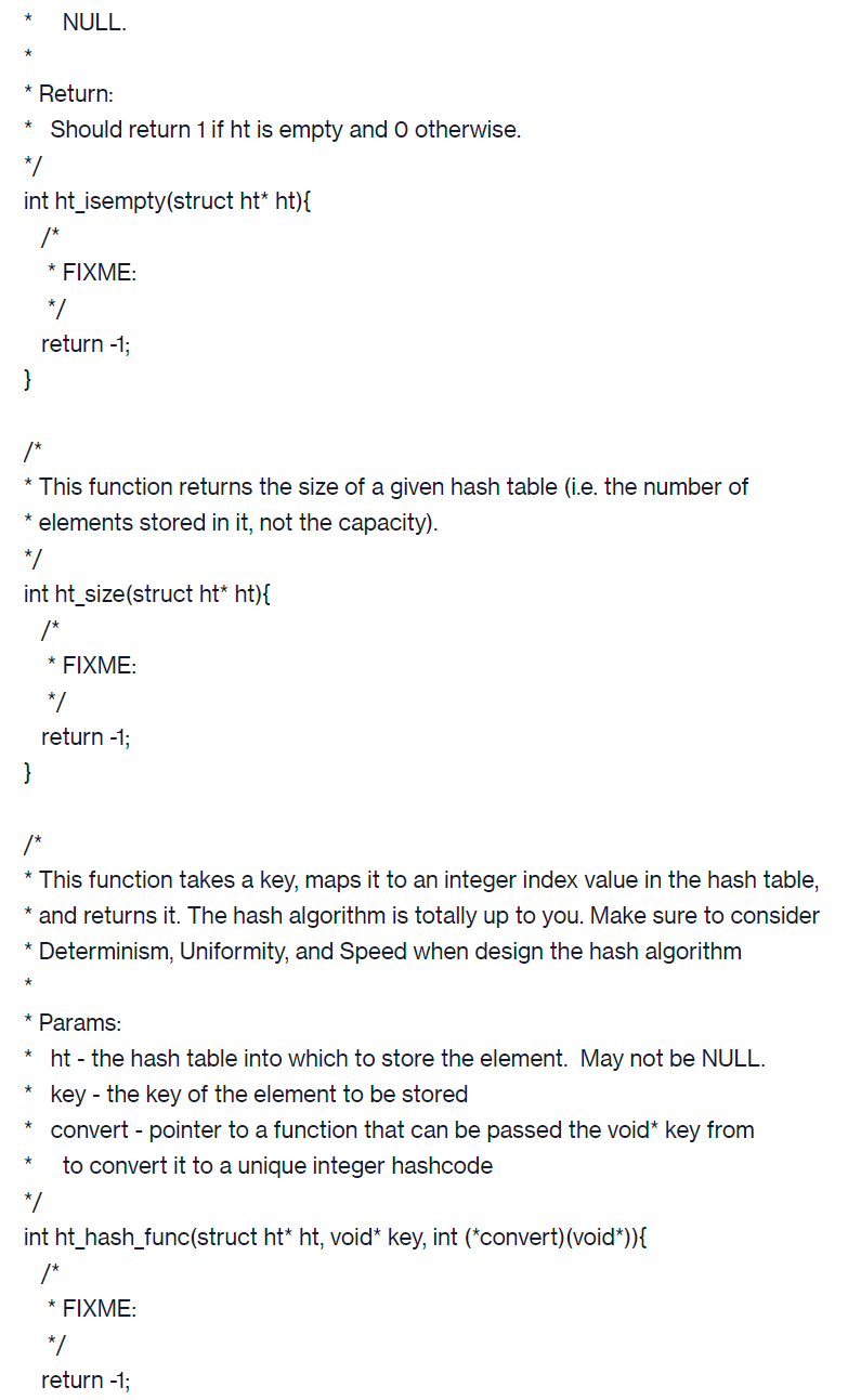 Part 1. Implement a hash table Your task for this | Chegg.com