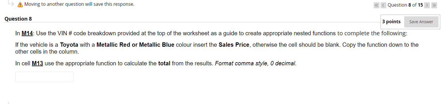 Solved In M14: Use the VIN # code breakdown provided at the | Chegg.com