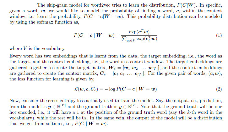 Solved The skip-gram model for word2vec tries to learn the | Chegg.com