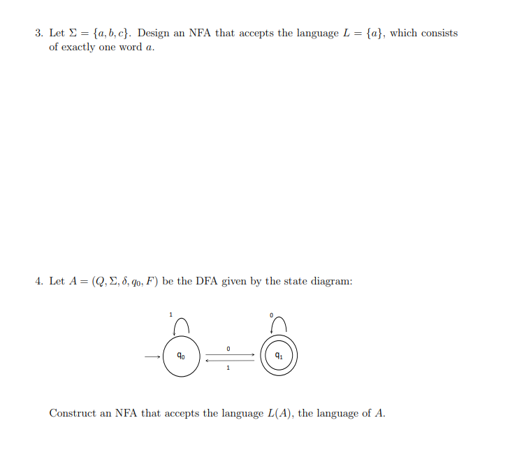 Solved 3. Let S = {a,b,c}. Design an NFA that accepts the | Chegg.com