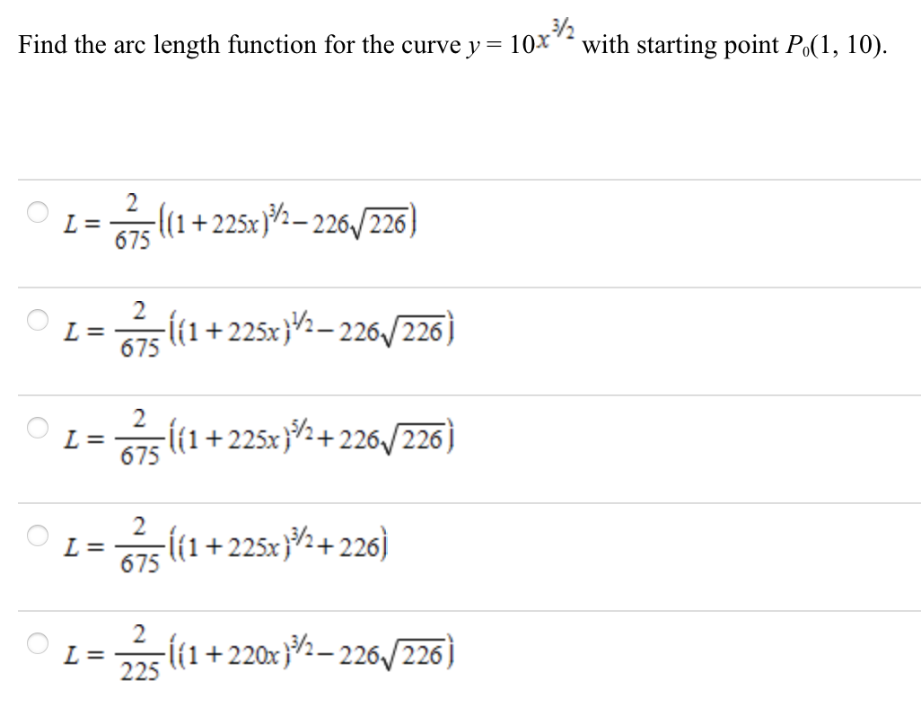Solved Find the arc length function for the curve y = 10x*82 | Chegg.com