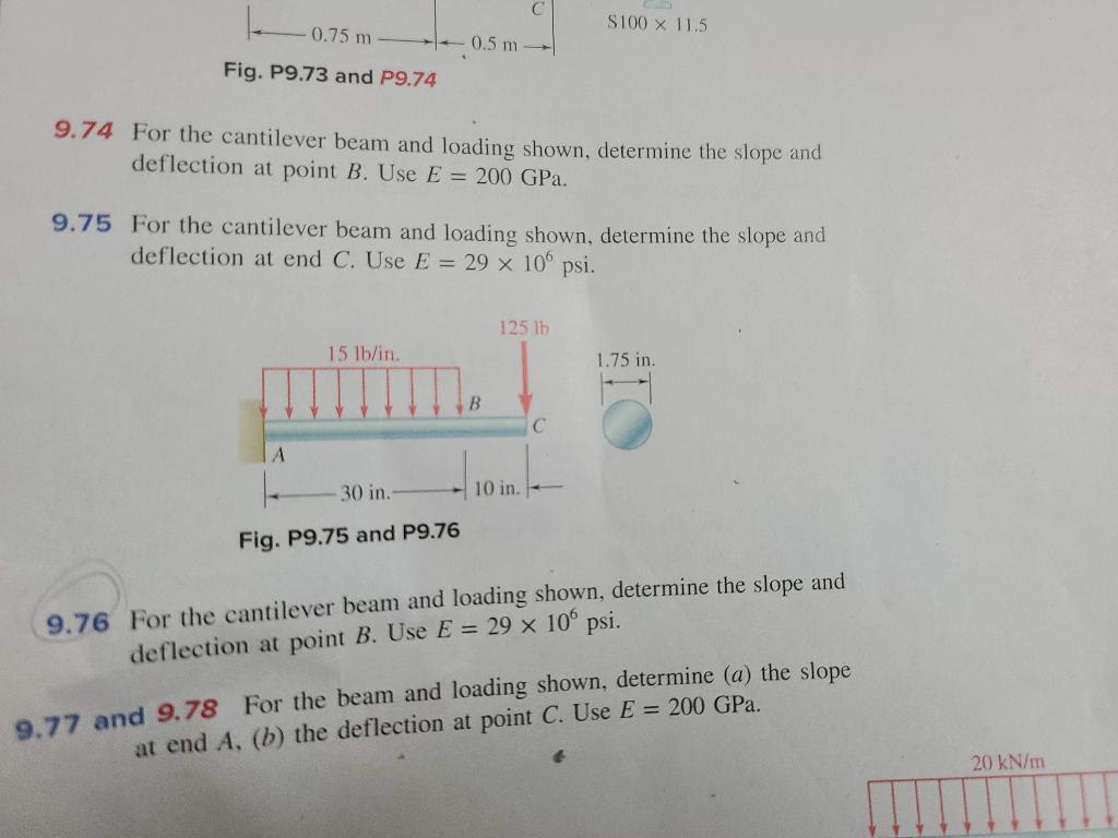 Solved 9.74 For the cantilever beam and loading shown, | Chegg.com