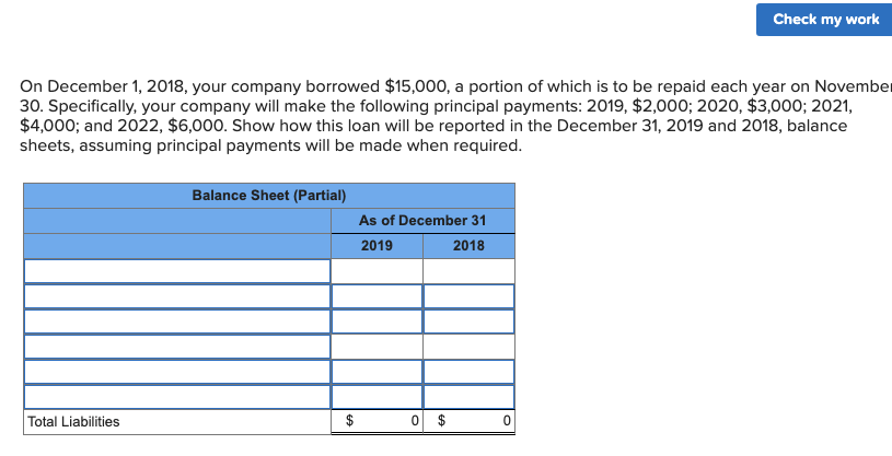 Solved Check my work On December 1, 2018, your company | Chegg.com