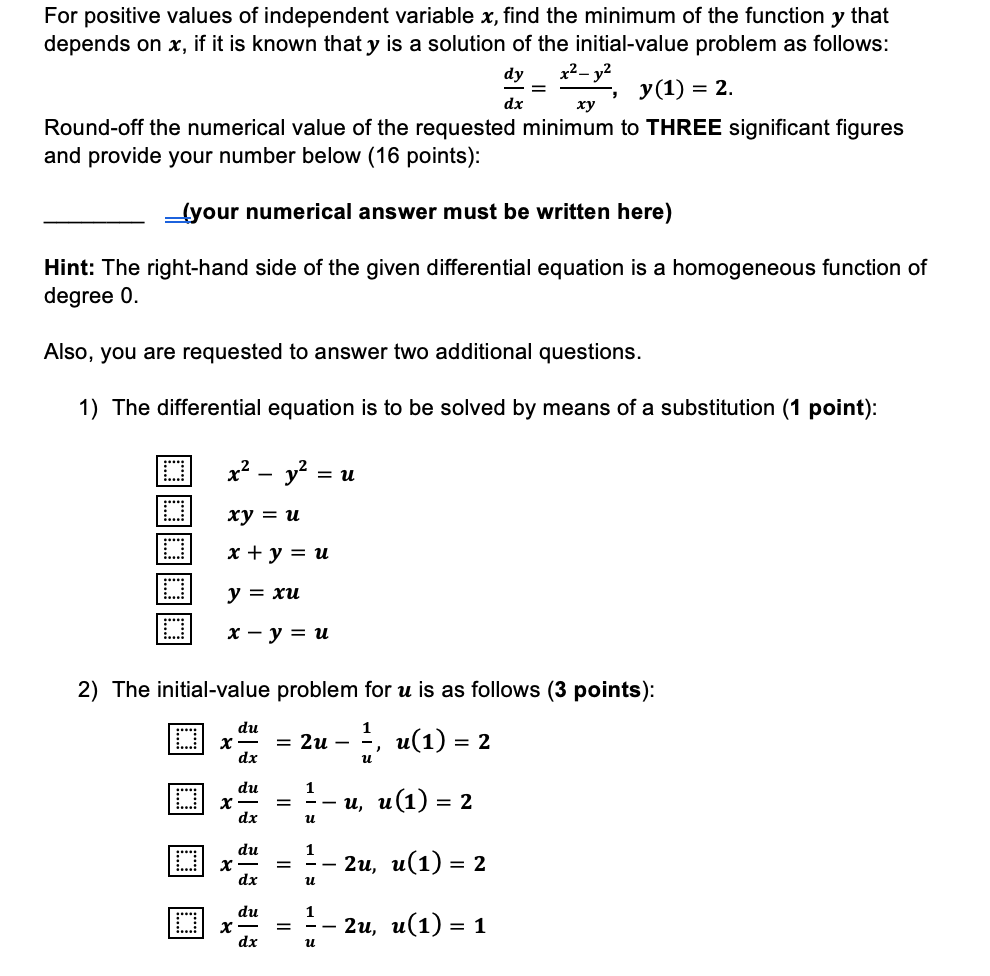 Solved For positive values of independent variable x, find | Chegg.com