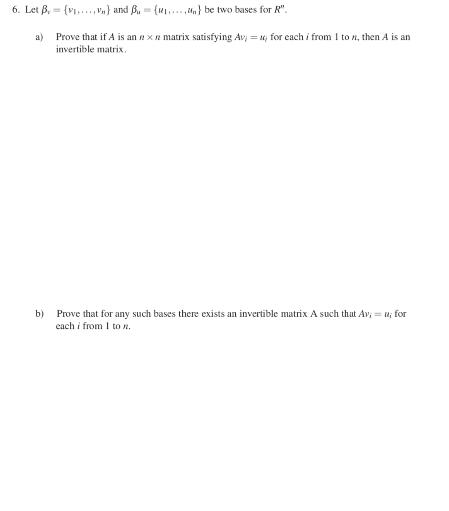 Solved Prove that if A is an nxn matrix satisfying Avi = ui | Chegg.com