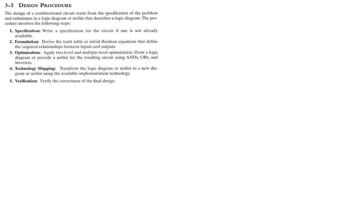 Solved 3-3 DESIGN PROCEDURE The design of a combinational | Chegg.com