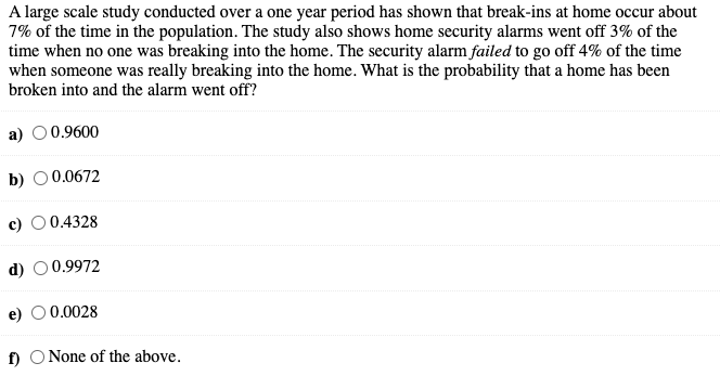 Solved A large scale study conducted over a one year period | Chegg.com