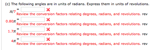 Solved (c) The following angles are in units of radians. | Chegg.com