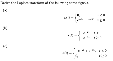Solved Derive the Laplace transform of the following three | Chegg.com