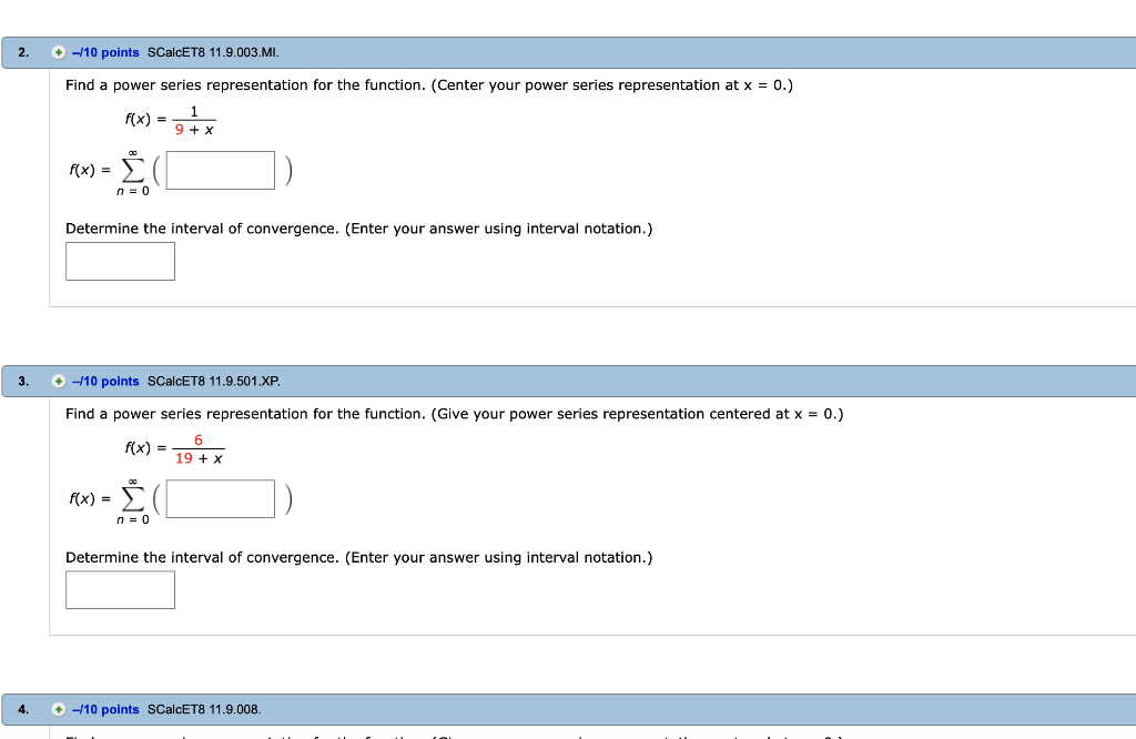Solved 2. -/10 points SCalcET8 11.9.003.M Find a power | Chegg.com Solved 2. -/10 points SCalcET8 11.9.003.M Find a power | Chegg.com