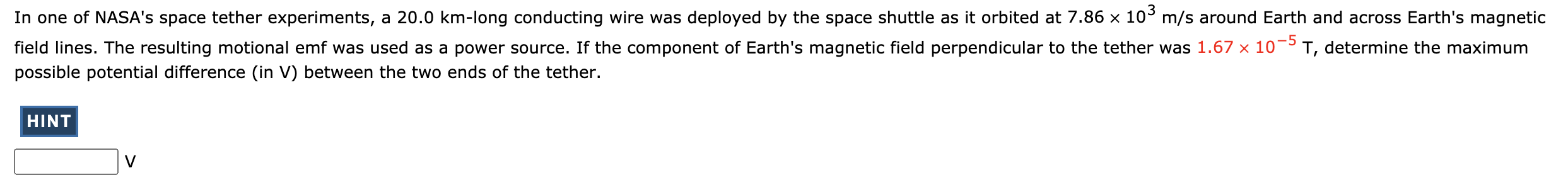 Solved In one of NASA's space tether experiments, a 20.0 | Chegg.com