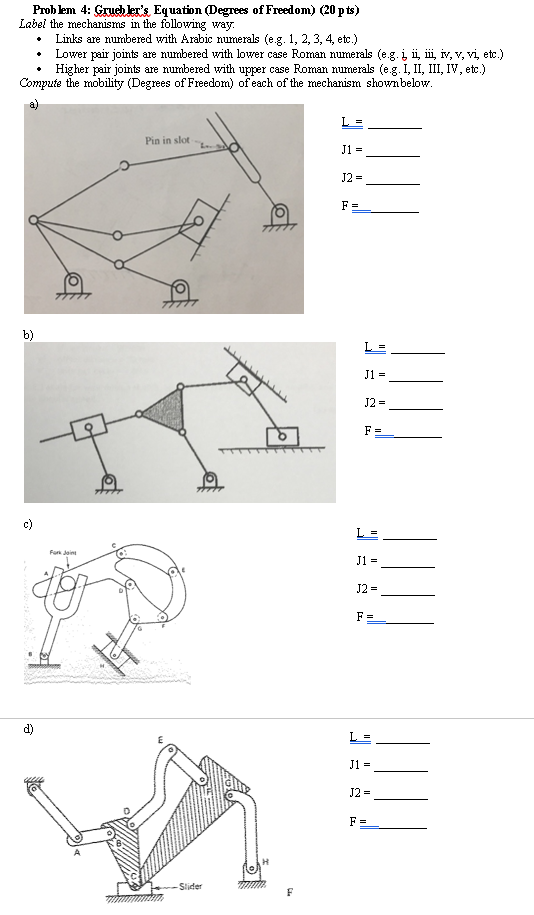 Solved Prob lem 4: Gruebler's Equation (Degrees of Freedom) | Chegg.com