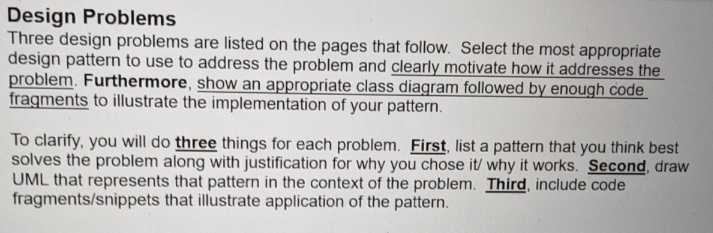 Solved Design Problems Three design problems are listed on | Chegg.com
