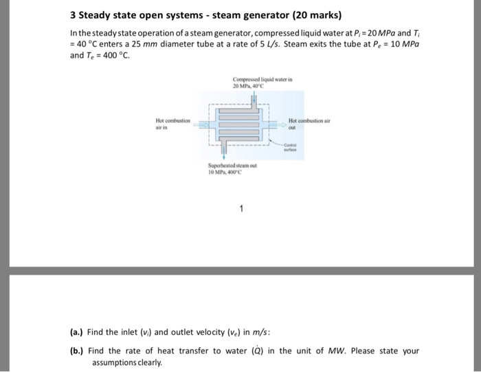 Solved 3 Steady state open systems steam generator (20 | Chegg.com