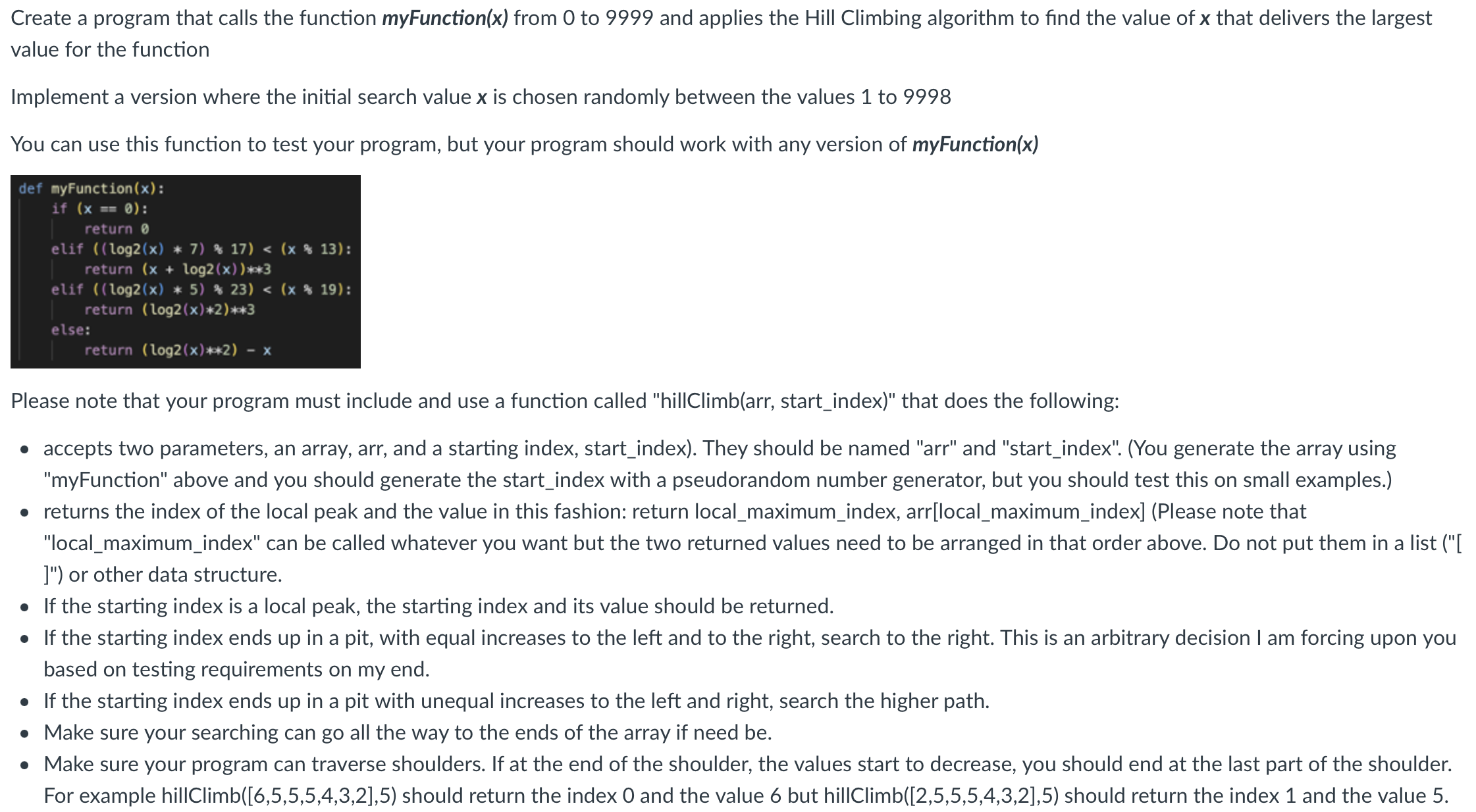 Solved Create A Program That Calls The Function Myfunction 
