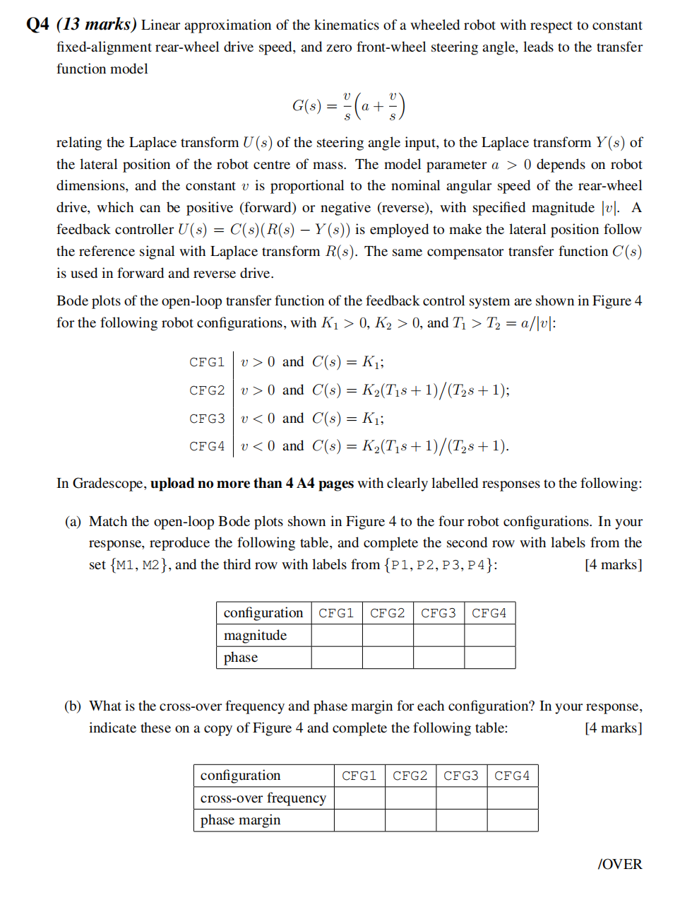 Solved Q4 (13 marks) Linear approximation of the kinematics | Chegg.com