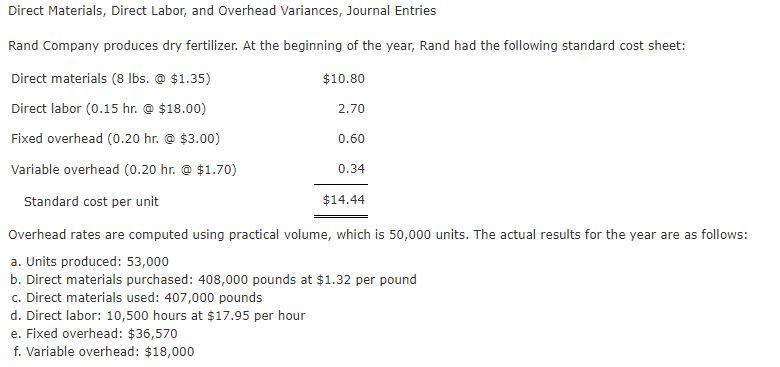 Solved Direct Materials, Direct Labor, and Overhead | Chegg.com