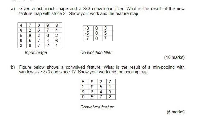Solved a) Given a 5×5 input image and a 3×3 convolution | Chegg.com
