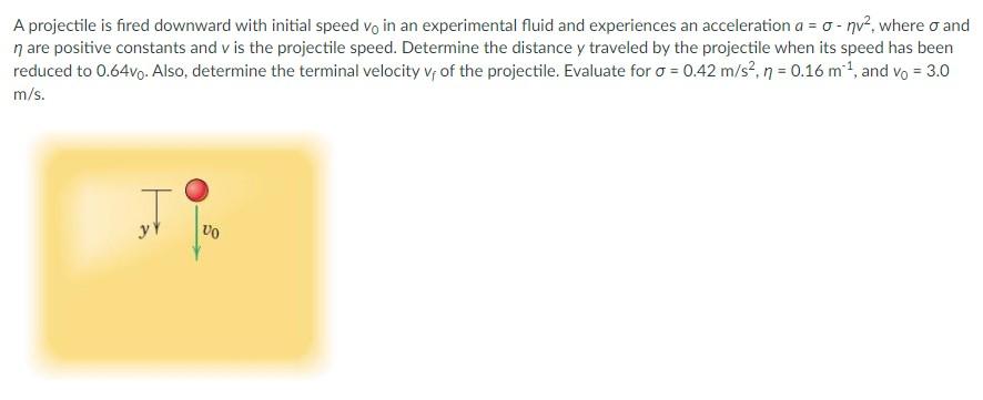 Solved A projectile is fired downward with initial speed v0 | Chegg.com