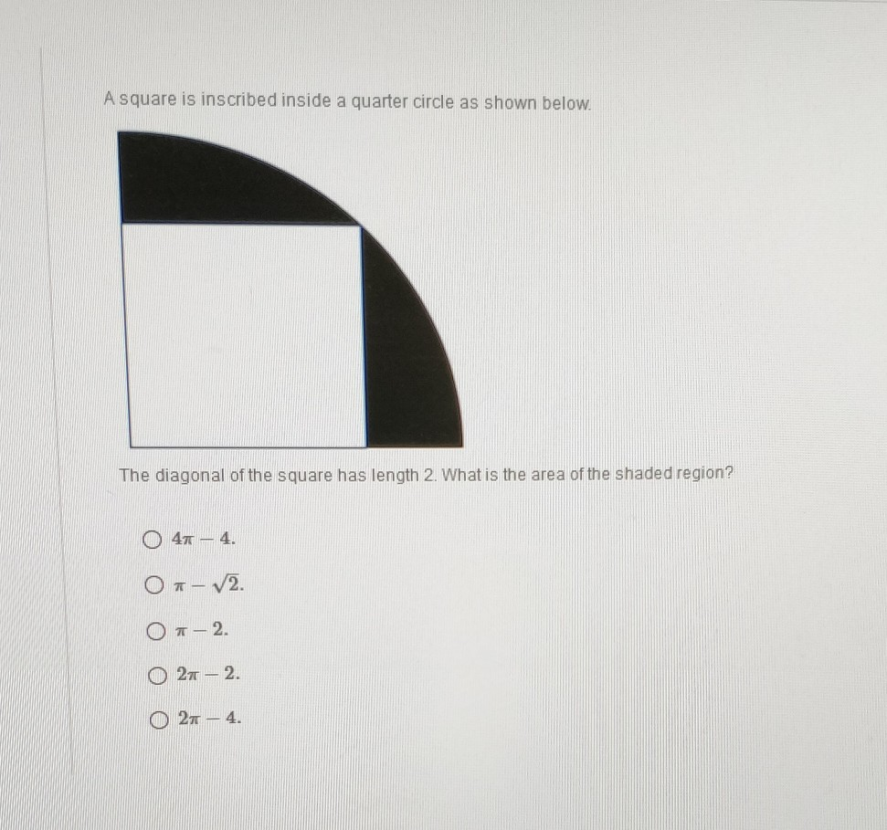 Solved Asquare is inscribed inside a quarter circle as shown | Chegg.com