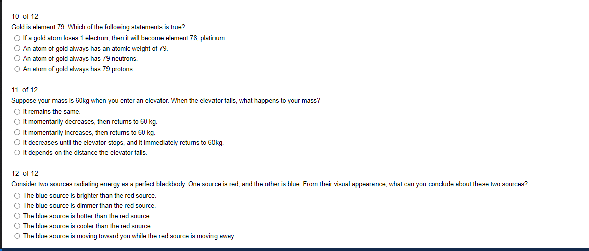 Solved 10 of 12 Gold is element 79 . Which of the following | Chegg.com