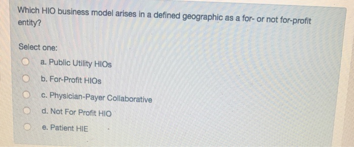 Solved Which HIO business model arises in a defined | Chegg.com