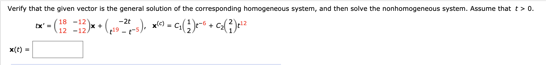 Solved Verify that the given vector is the general solution | Chegg.com