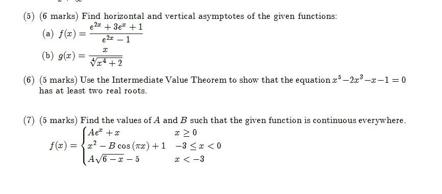 Solved = (5) (6 marks) Find horizontal and vertical | Chegg.com