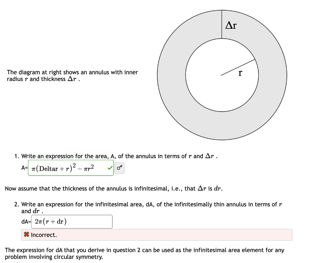Solved The diagram at right shows an annulus with inner | Chegg.com