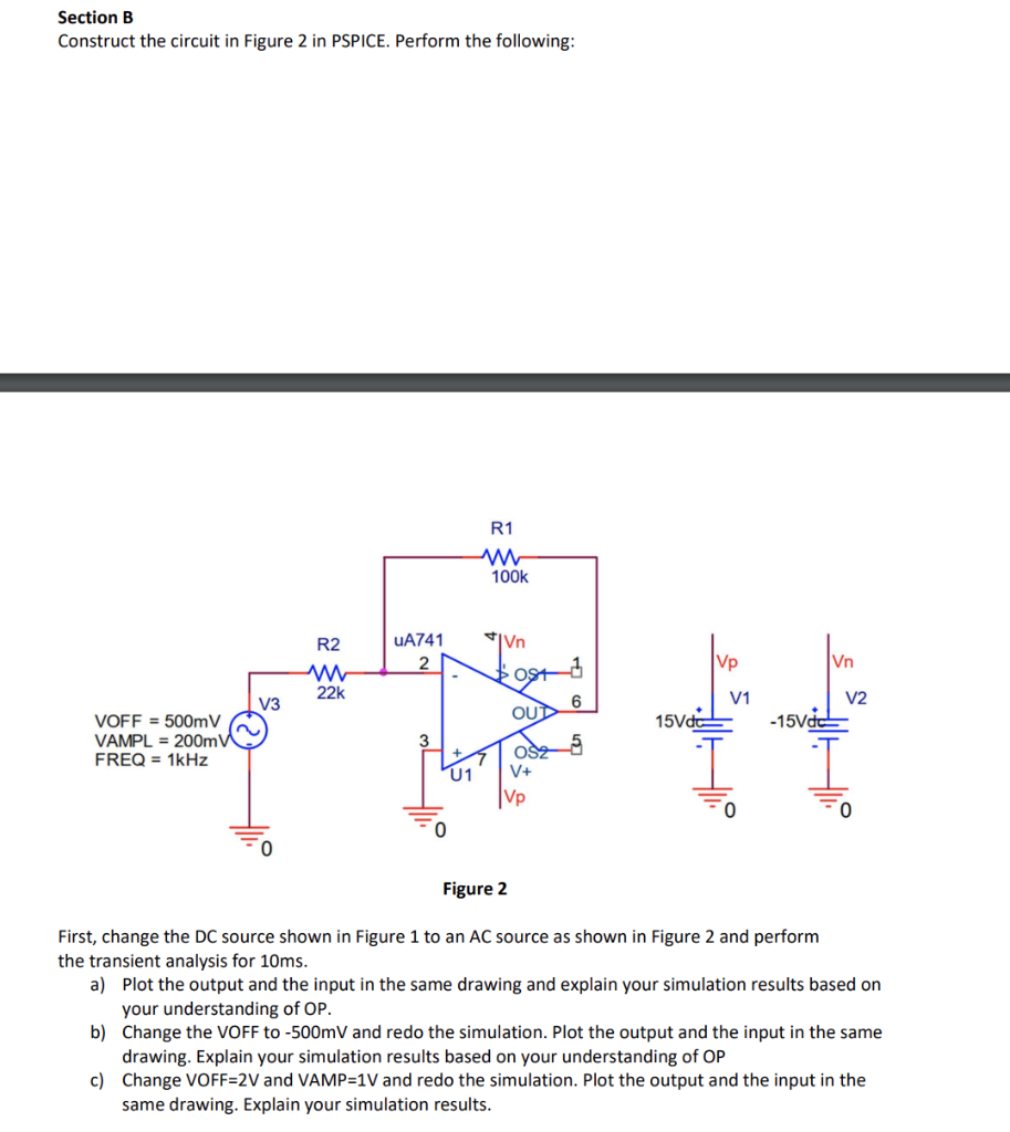Solved Lab 8 Operational Amplifier Section A Construct the | Chegg.com