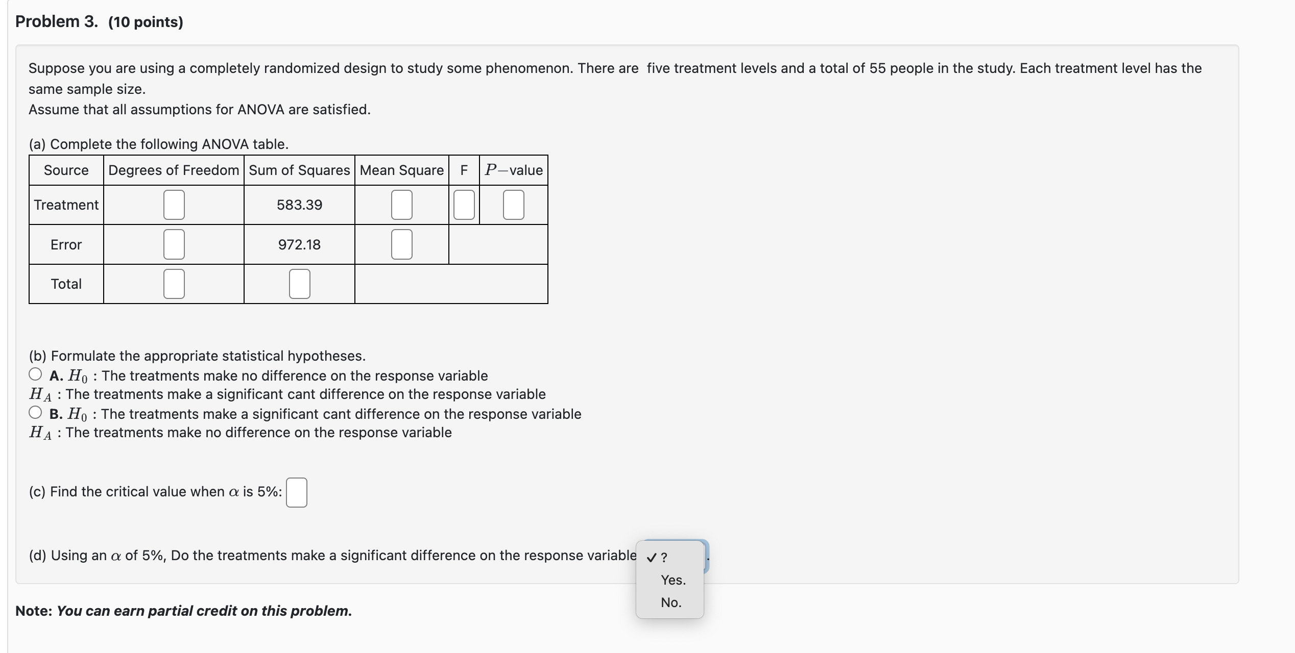 Solved can you please complete the ANOVA chart and can you | Chegg.com