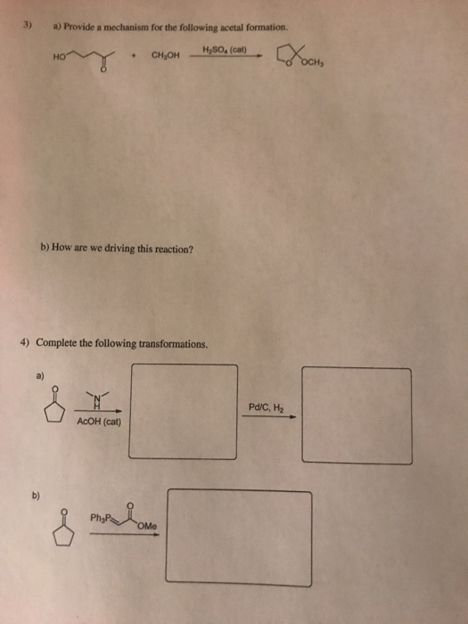 Solved 1) Complete the following reactions. a) H2NNH2 AcOH | Chegg.com