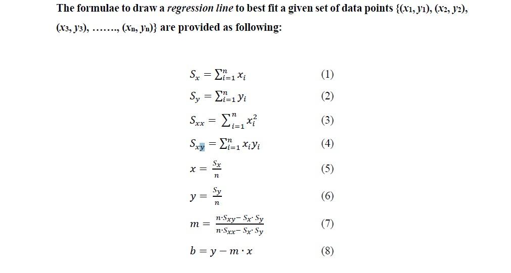 Solved The formulae to draw a regression line to best fit a | Chegg.com