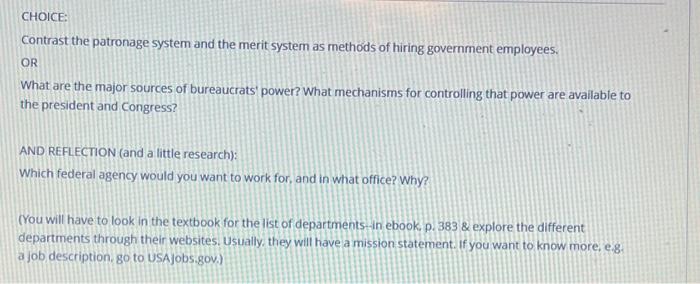 Contrast the patronage system and the merit system as | Chegg.com