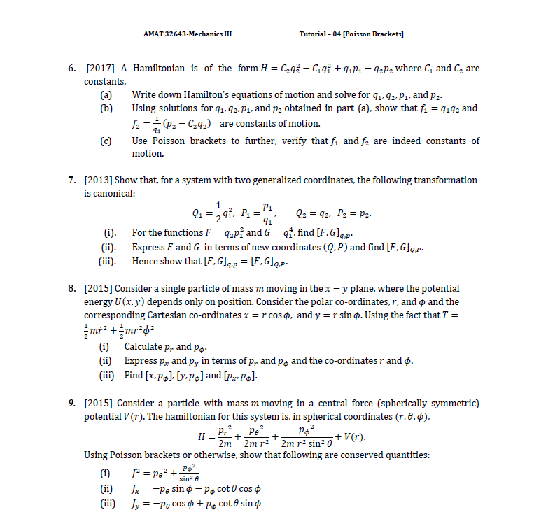 Solved AMAT32643-Mechanics III Tutorial - 04 [Poisson | Chegg.com