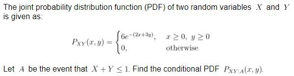 Solved The joint probability distribution function (PDF) of | Chegg.com