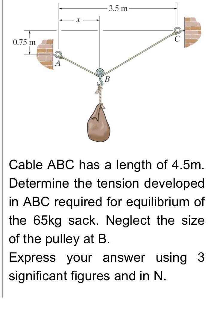 Cable ABC has a length of 4.5 m. Determine the | Chegg.com