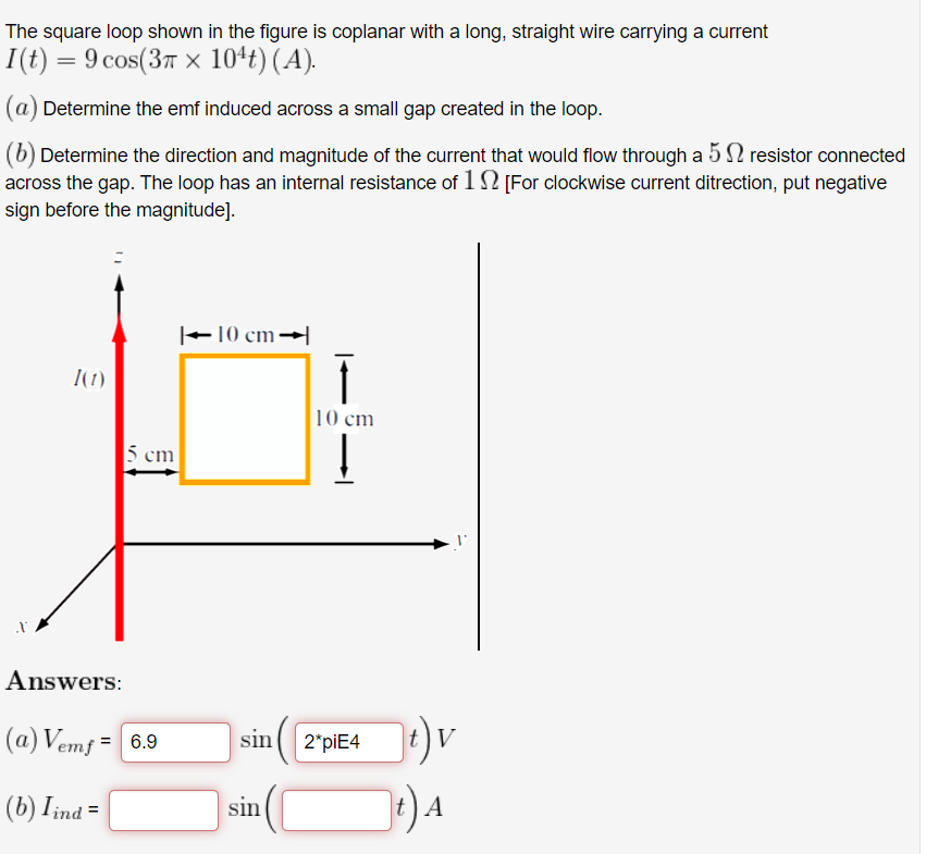 Solved The square loop shown in the figure is coplanar with | Chegg.com