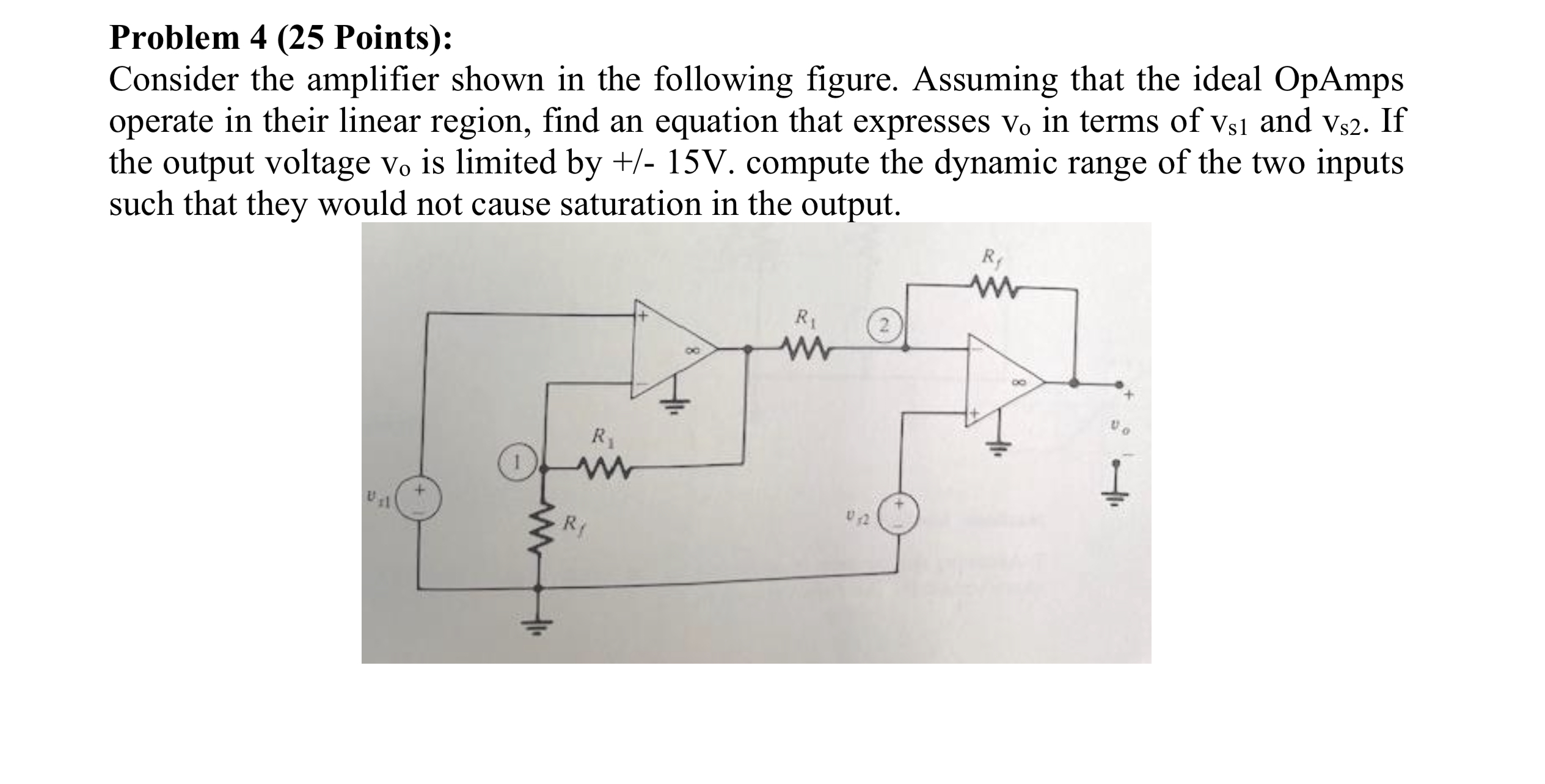 Solved Problem 4 (25 ﻿Points):Consider the amplifier shown | Chegg.com