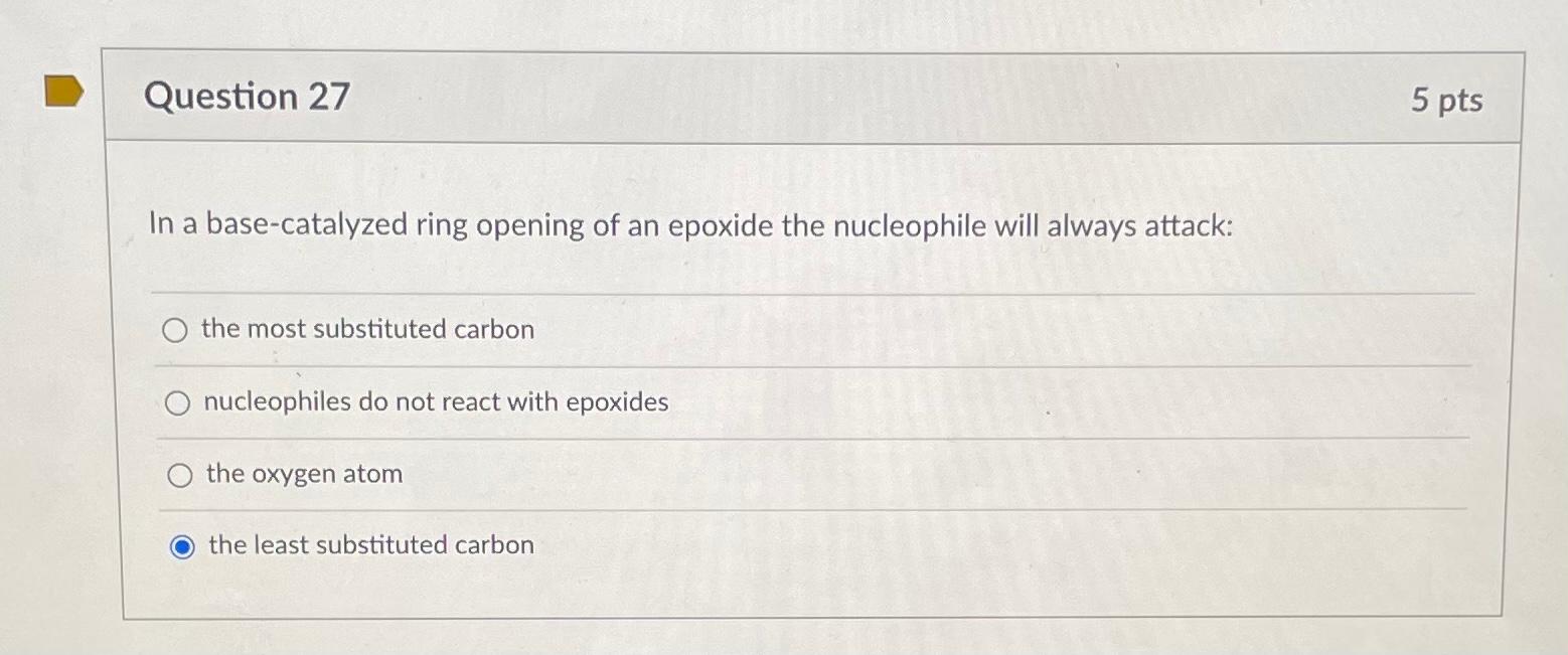 Solved In a base-catalyzed ring opening of an epoxide the | Chegg.com