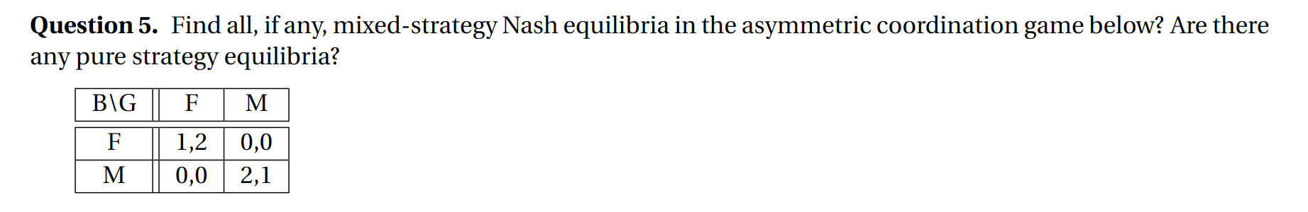 Solved Question 5. Find all, if any, mixed-strategy Nash | Chegg.com